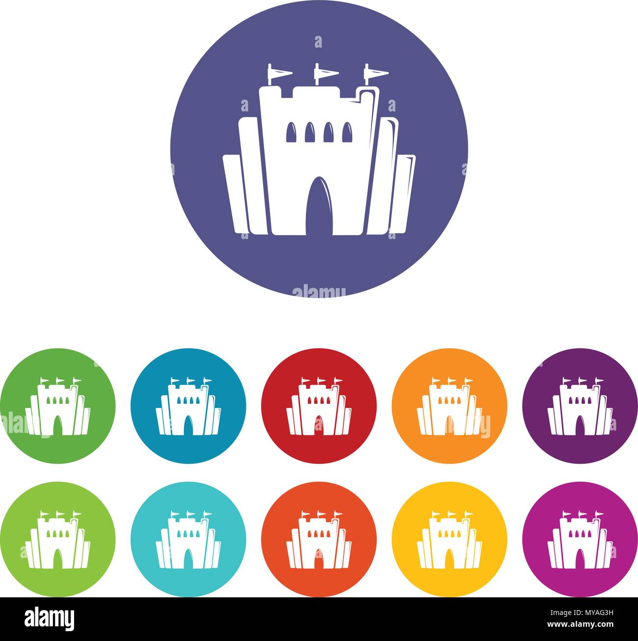 Fortress icons set vector color Stock Vector Image & Art - Alamy
