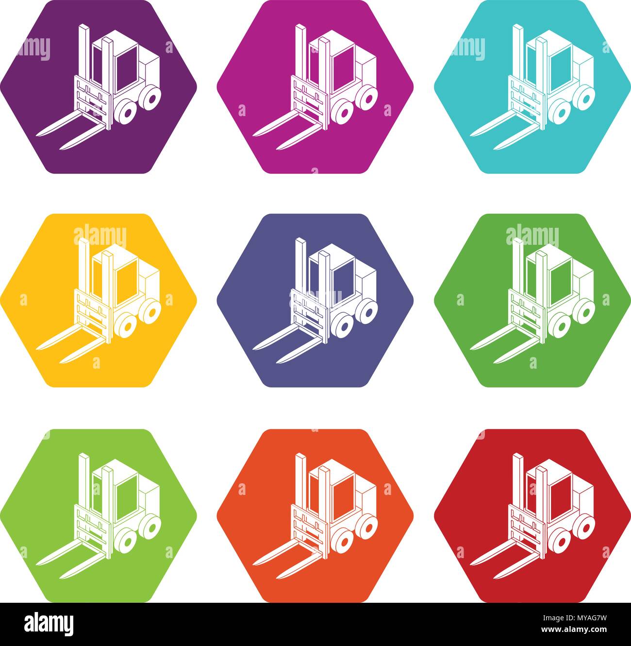 Forklift icons set 9 vector Stock Vector Image & Art - Alamy
