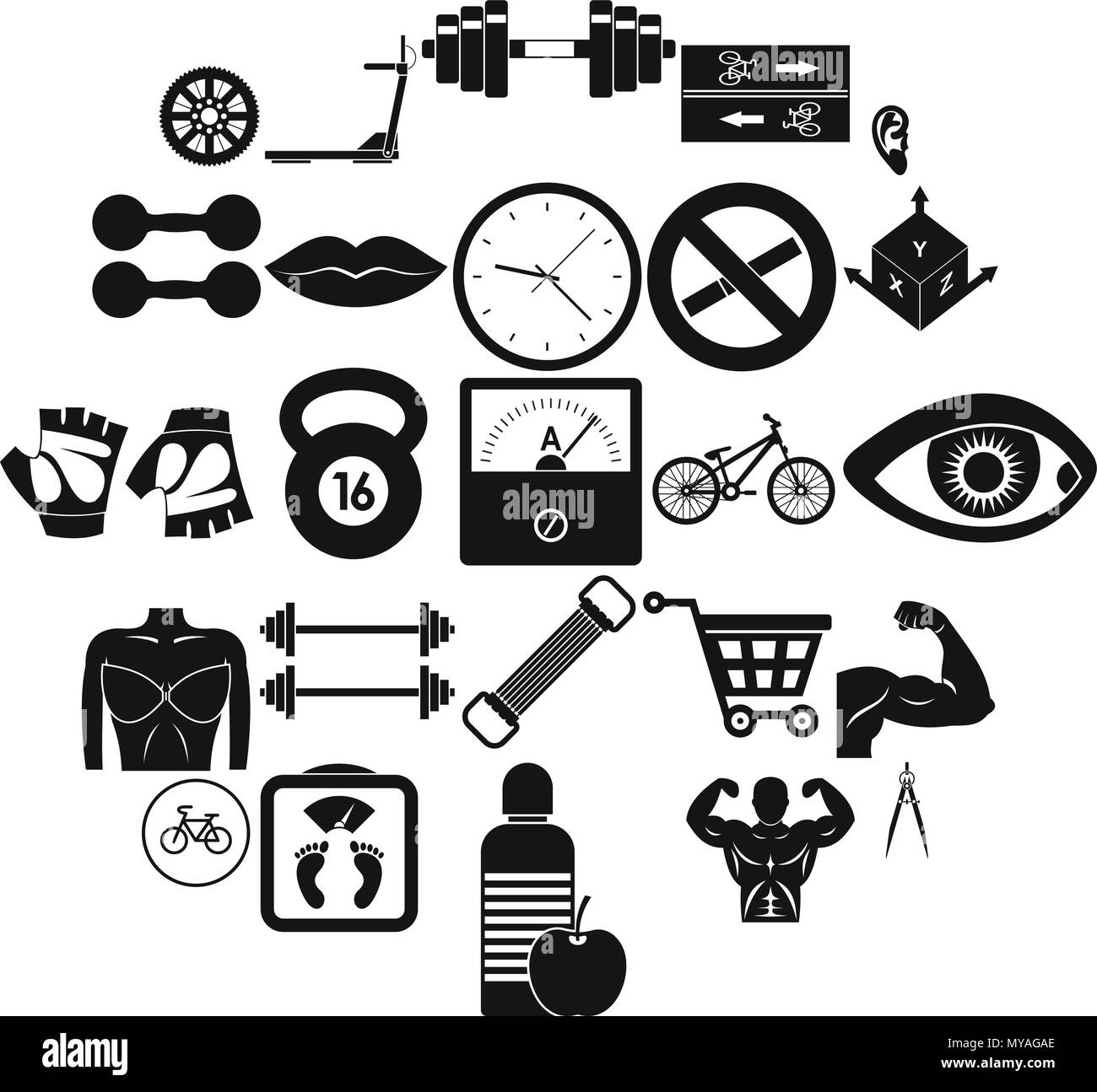 Dumbbells icons set, simple style Stock Vector Image & Art - Alamy