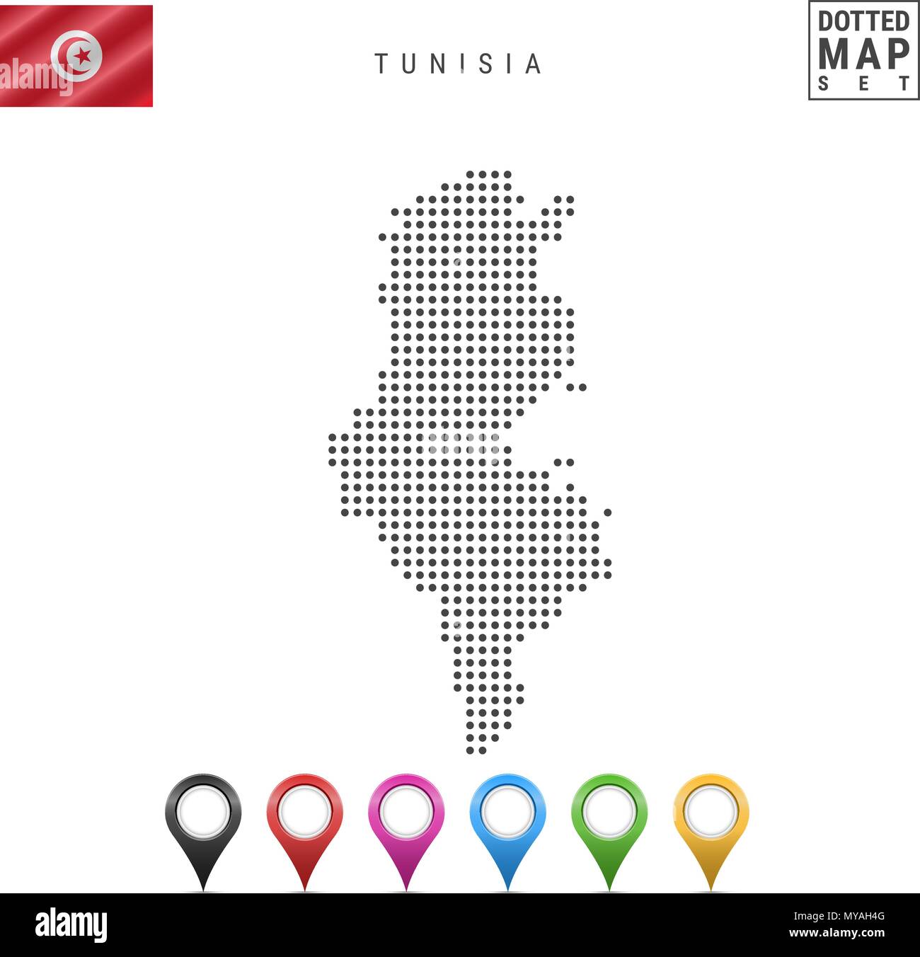 Vector Dotted Map of Tunisia. Simple Silhouette of Tunisia. National ...