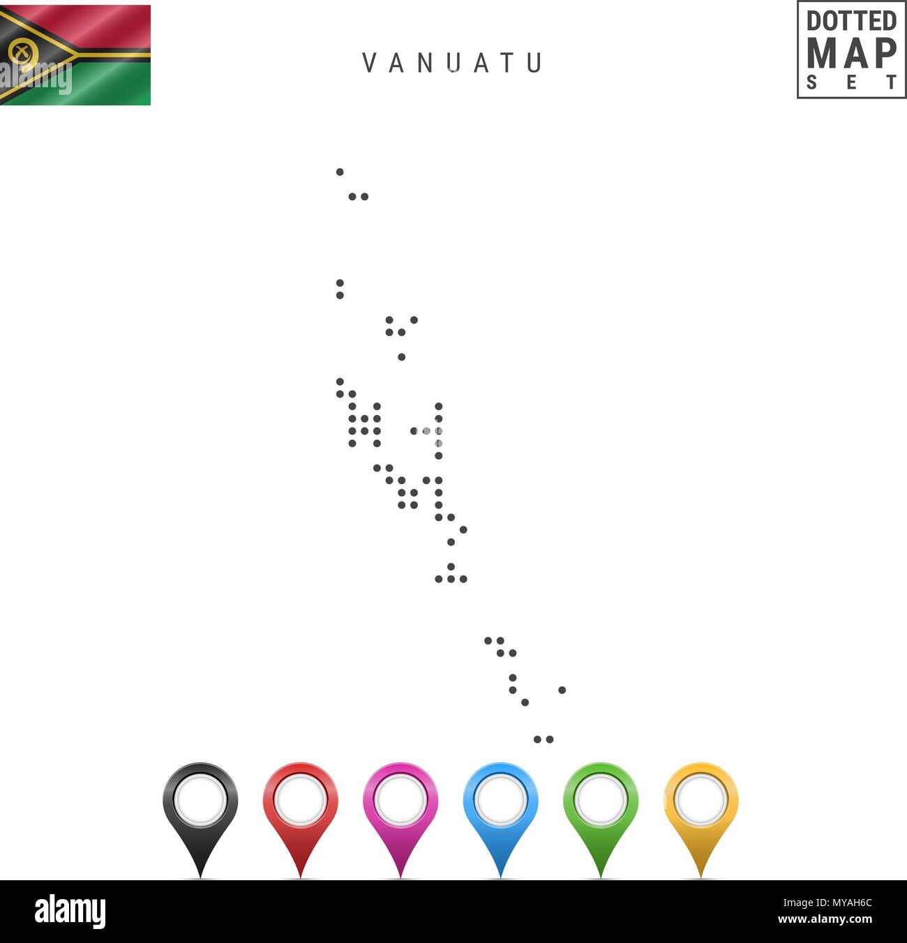 Vector Dotted Map of Vanuatu. Simple Silhouette of Vanuatu. National ...