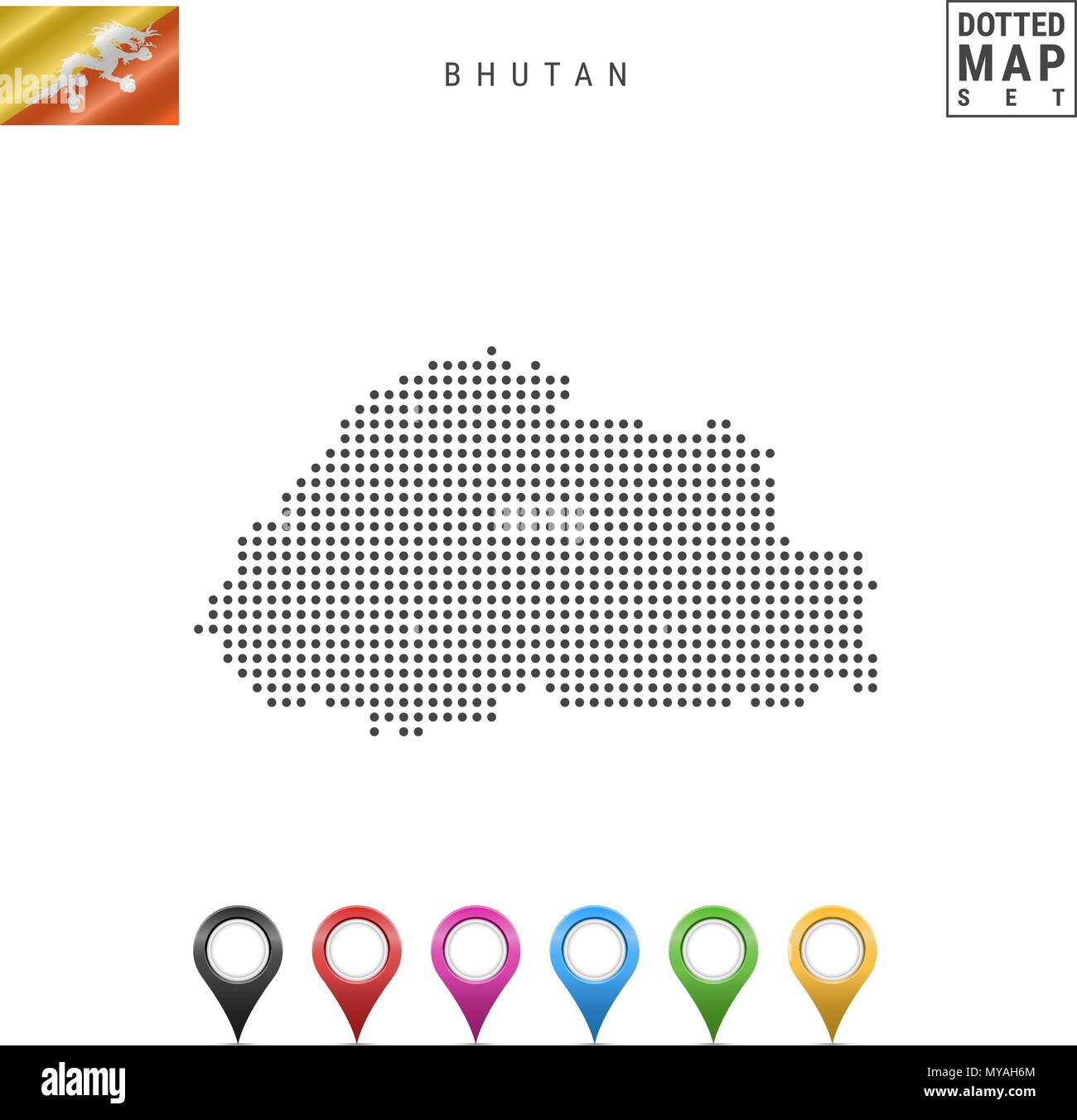 Vector Dotted Map of Bhutan. Simple Silhouette of Bhutan. The National ...