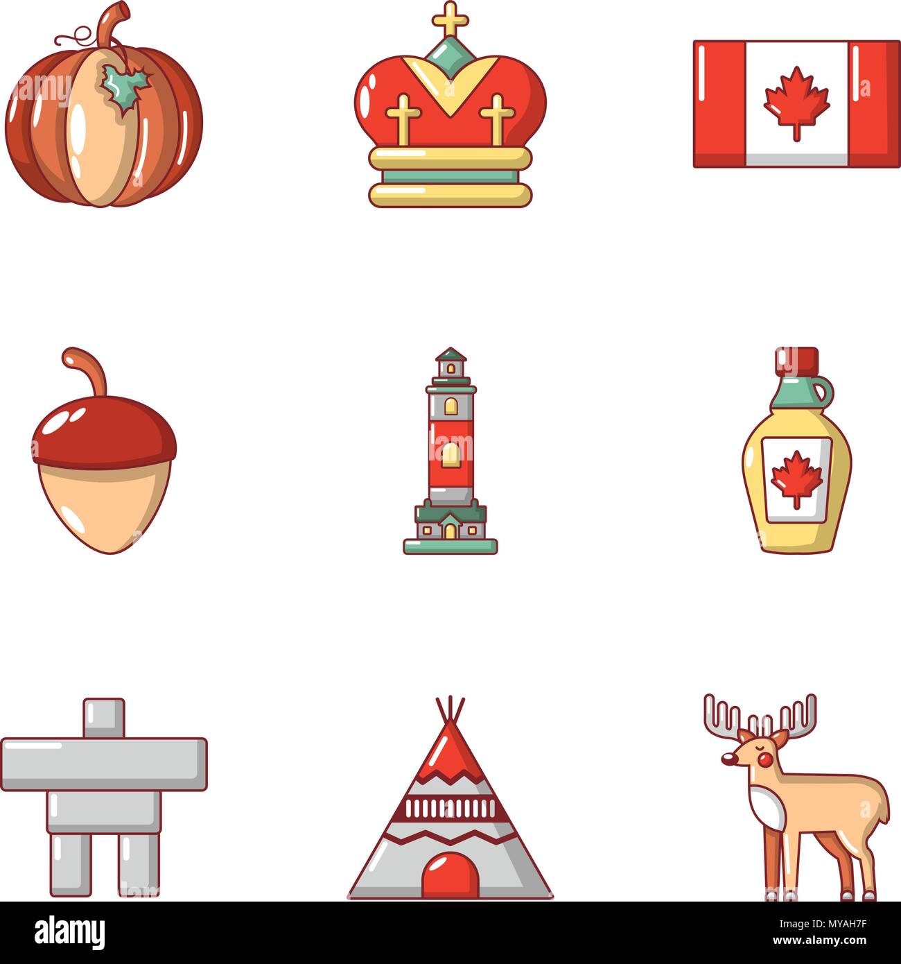 Canadian style icons set, cartoon style Stock Vector Image & Art - Alamy