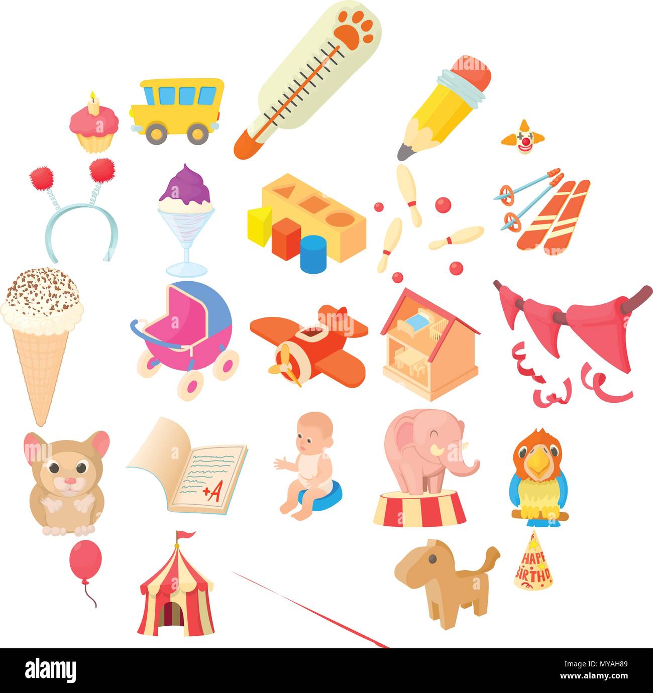 Games for schoolchildren icons set, cartoon style Stock Vector Image ...