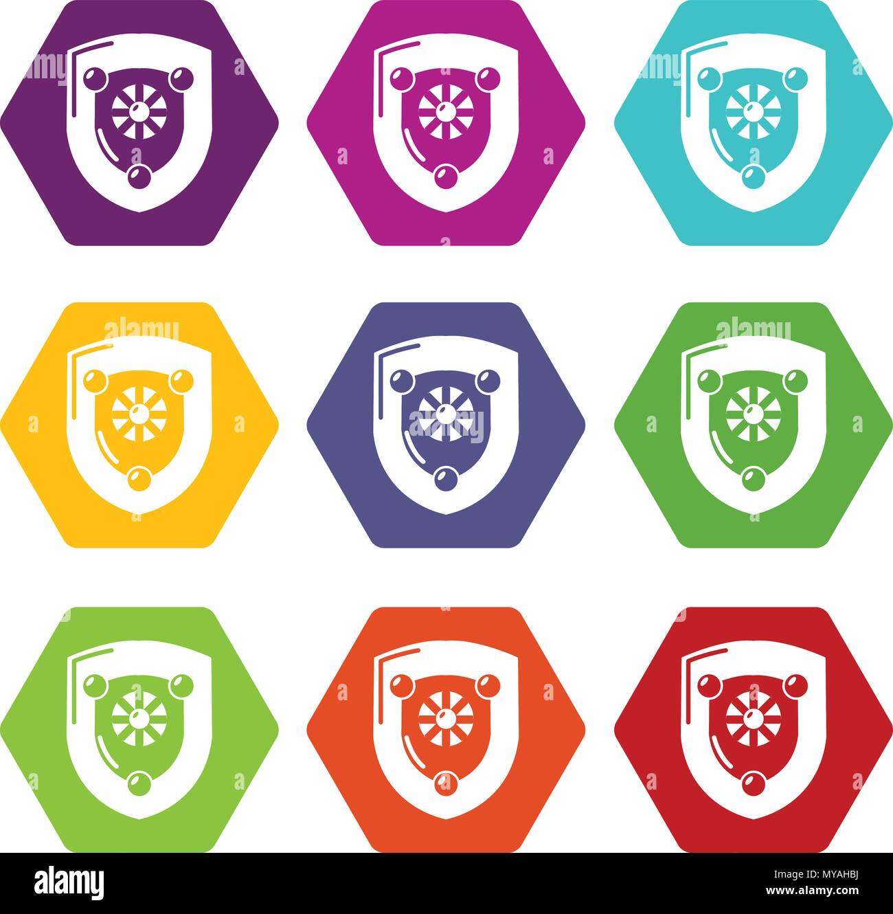 Antique shield icons set 9 vector Stock Vector Image & Art - Alamy