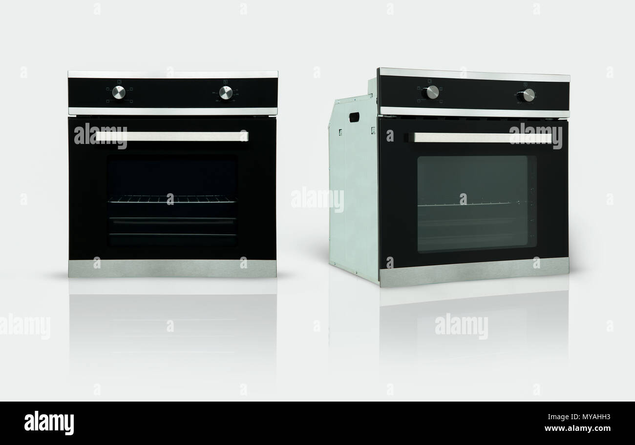 a modern kitchen oven in two positions on a white background. kitchen ...