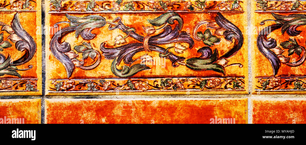 Traditional ornamental Spanish decorative tiles, original ceramic tiles ...