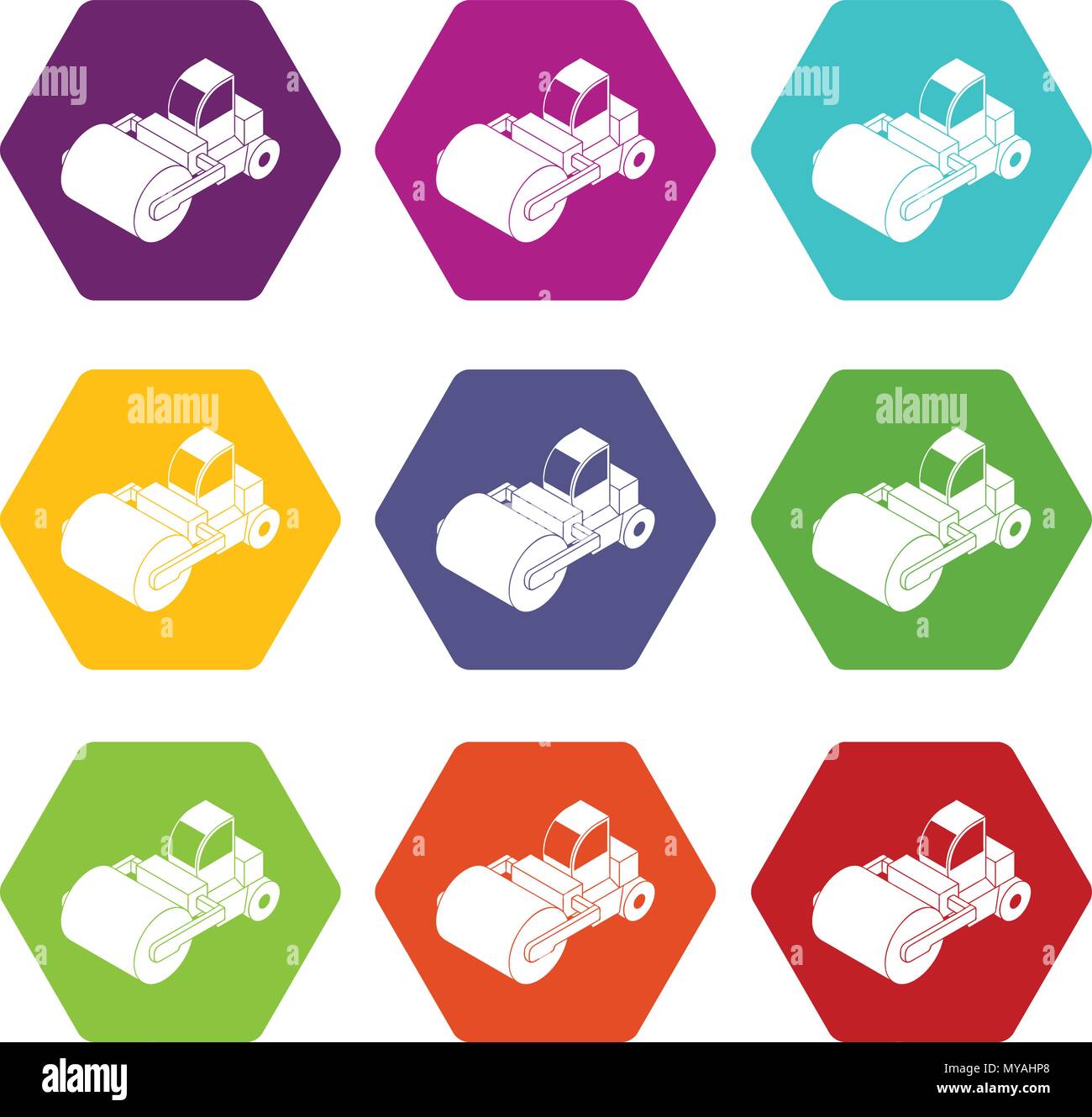 Roller truck icons set 9 vector Stock Vector Image & Art - Alamy