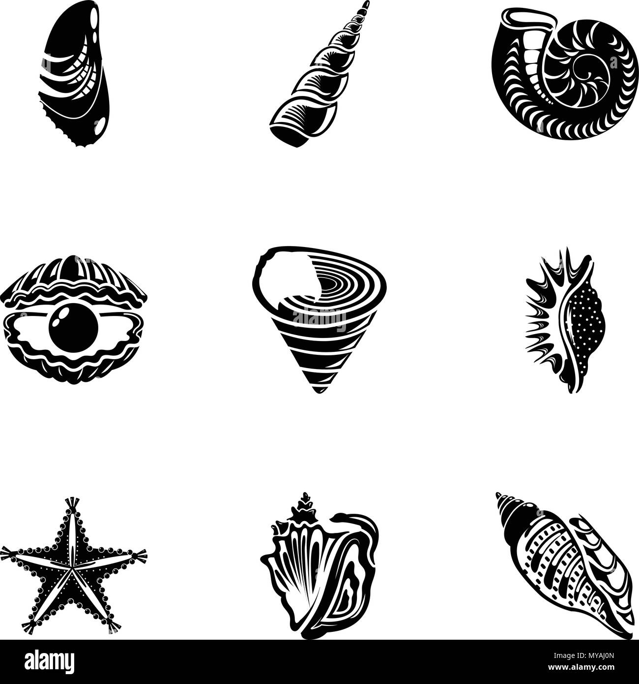 Shell icons set, simple style Stock Vector Image & Art - Alamy