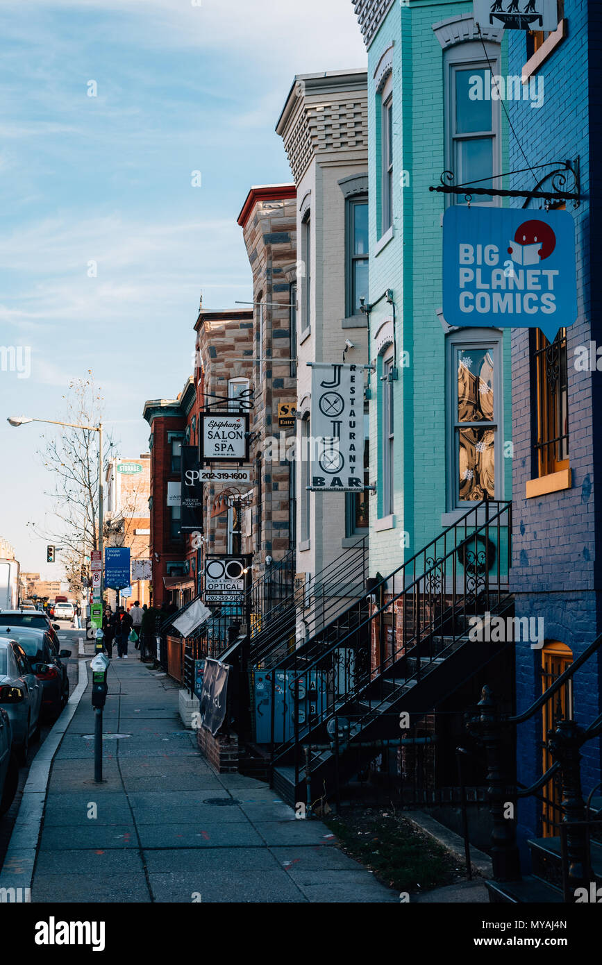 Colorful buildings on U Street, in Washington, DC Stock Photo - Alamy