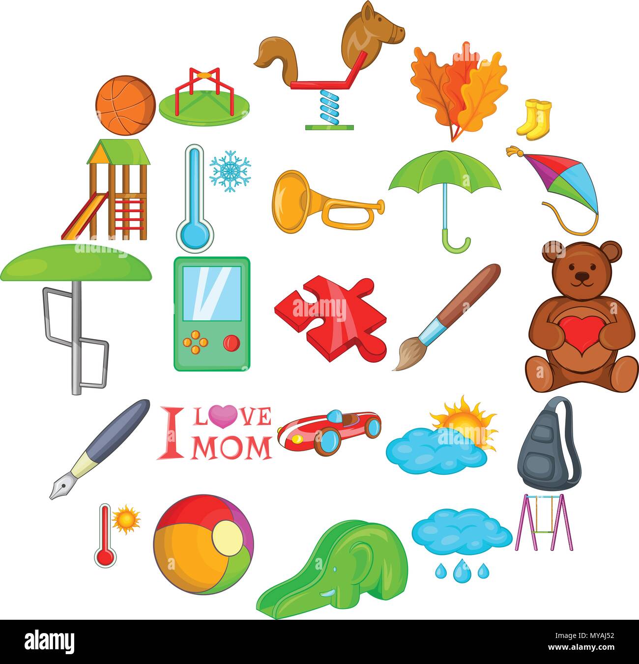 School games icons set, cartoon style Stock Vector Image & Art - Alamy