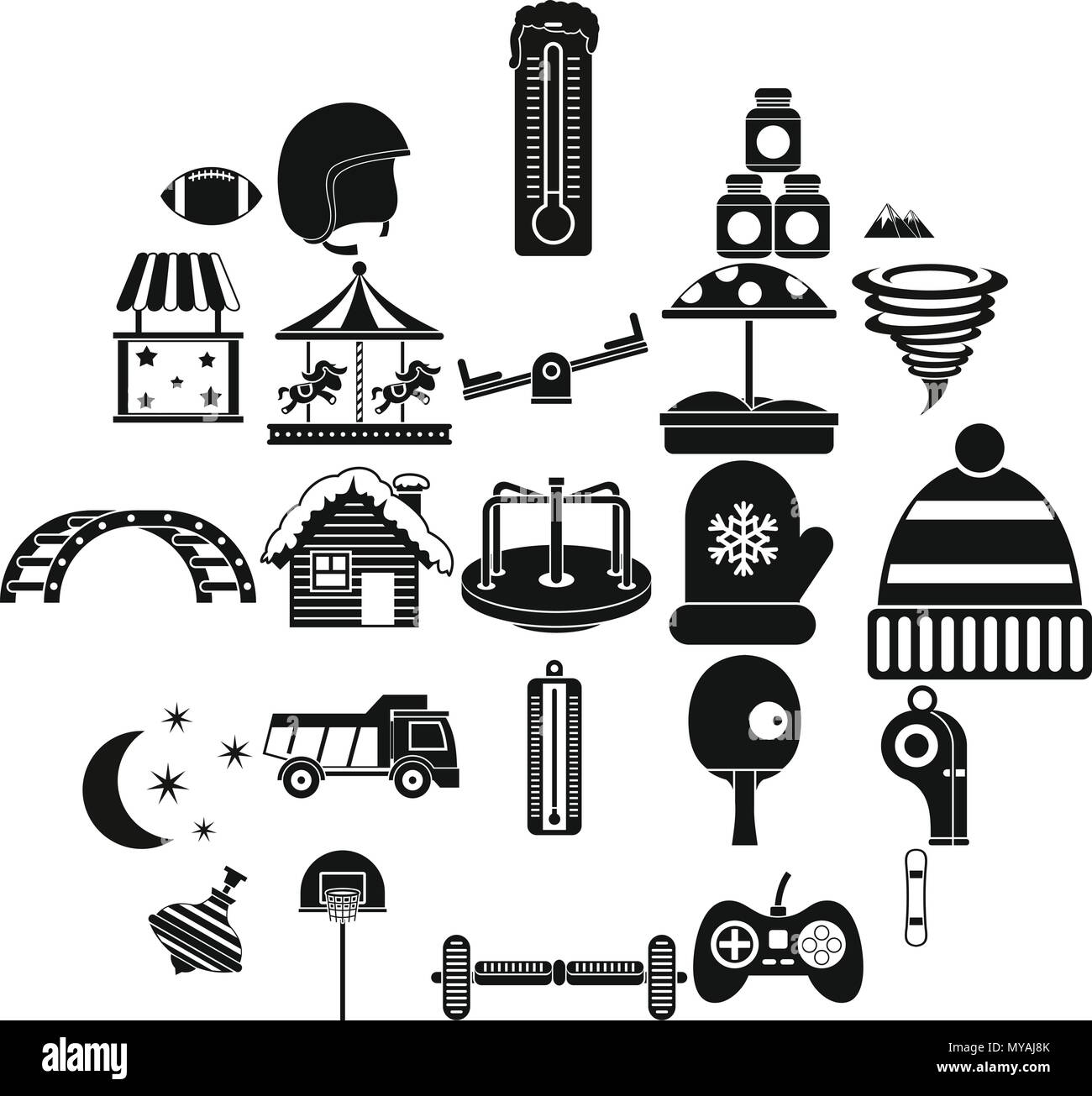 Funny children icons set, simple style Stock Vector Image & Art - Alamy