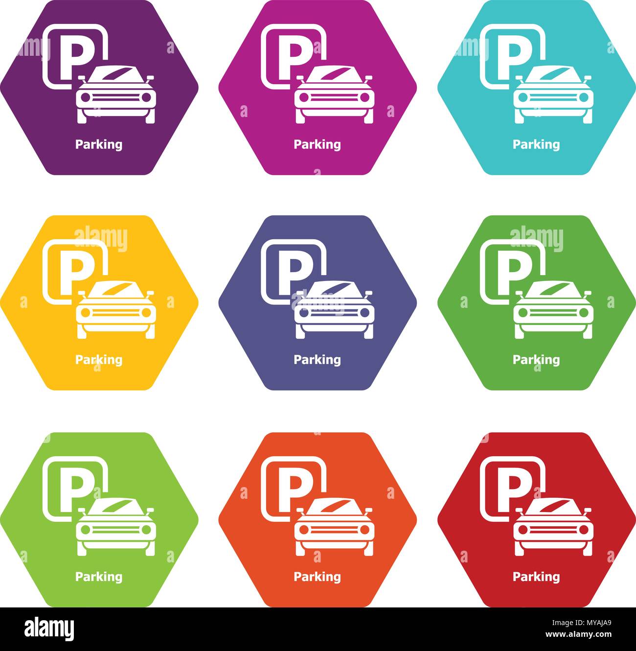 Parking icons set 9 vector Stock Vector Image & Art - Alamy