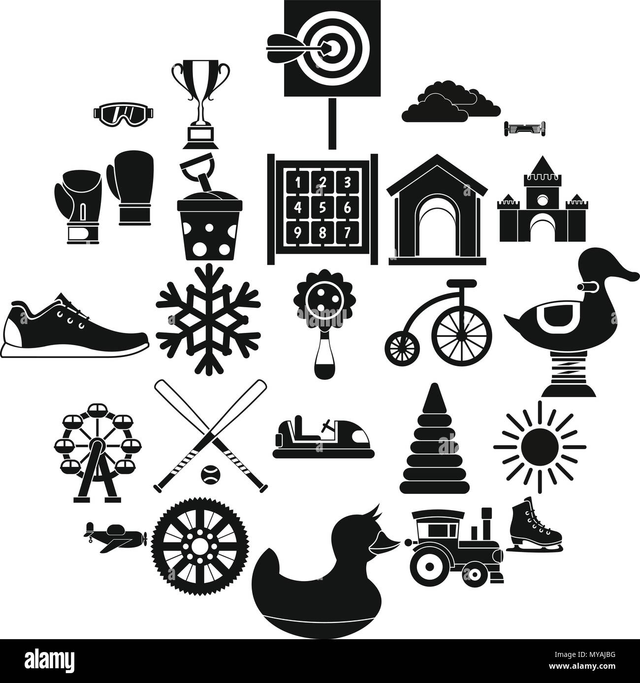 Playing the baby icons set, simple style Stock Vector Image & Art - Alamy