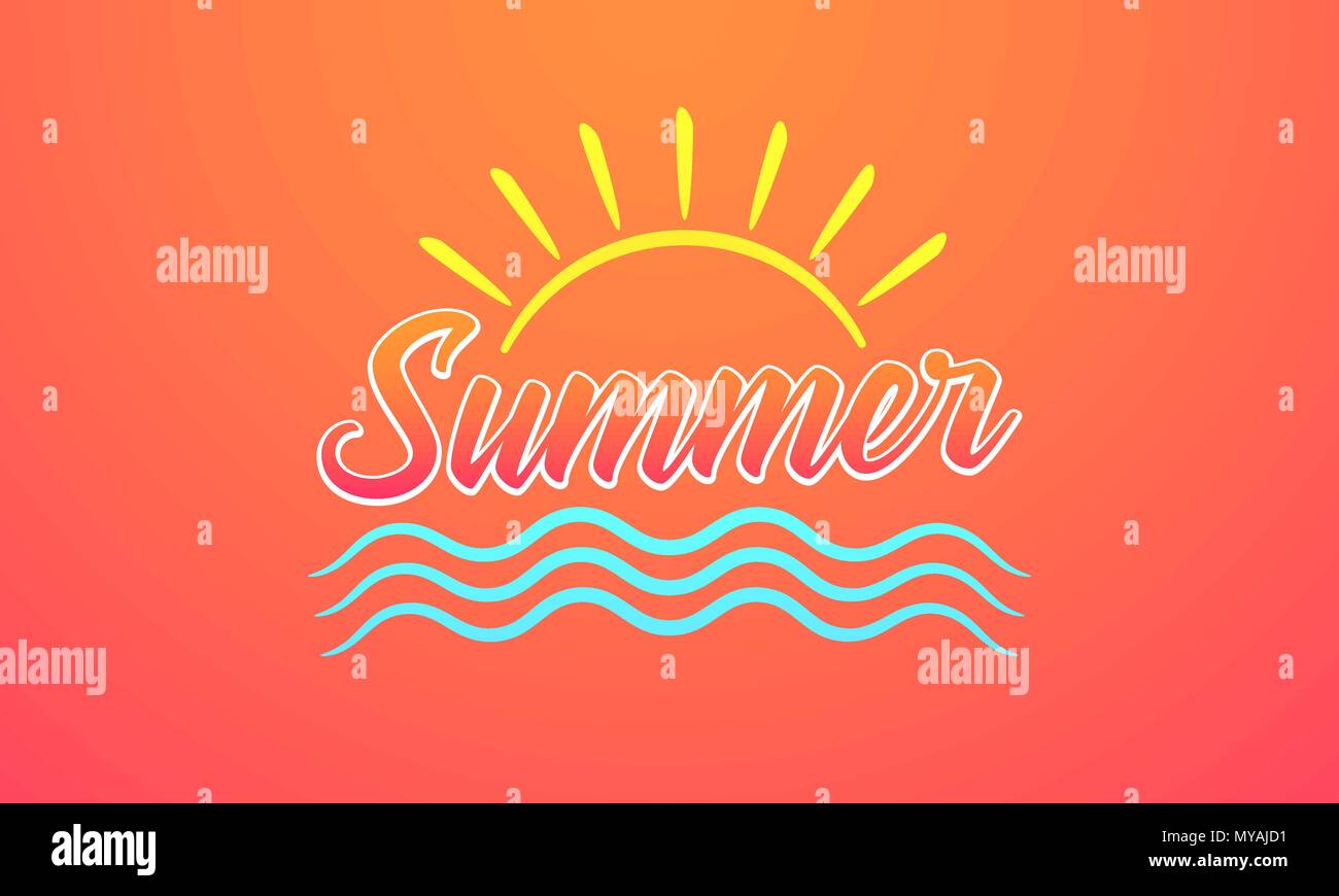Sunny design of Summer Lettering. Vector illustration of Summer ...