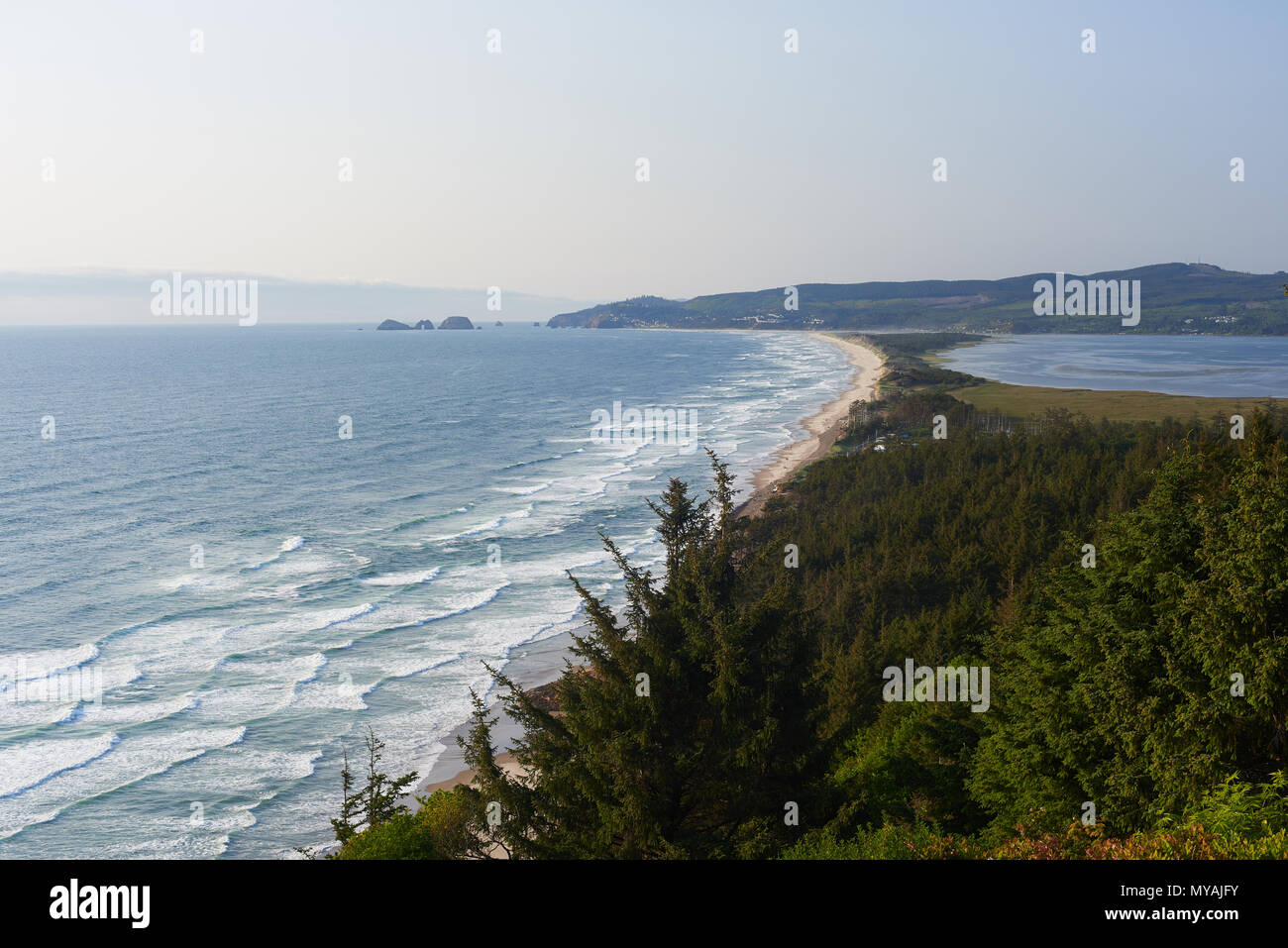 Netarts Spit near sunset, photographed from Cape Lookout, Oregon Stock ...
