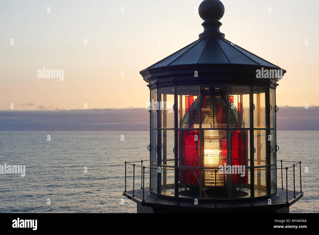 The Cape Meares lighthouse near sunset, Tillamook county, Oregon Stock ...
