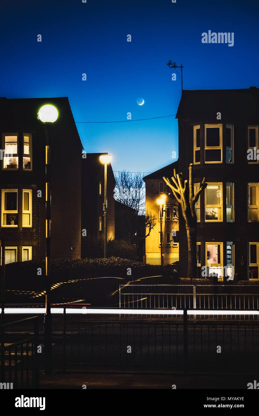 Moon and street lights hi-res stock photography and images - Alamy