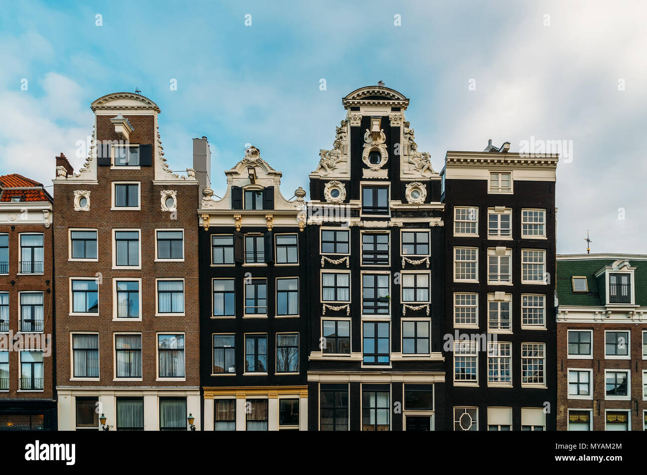 Beautiful Architecture Of Dutch Houses On Amsterdam Canal In Autumn ...