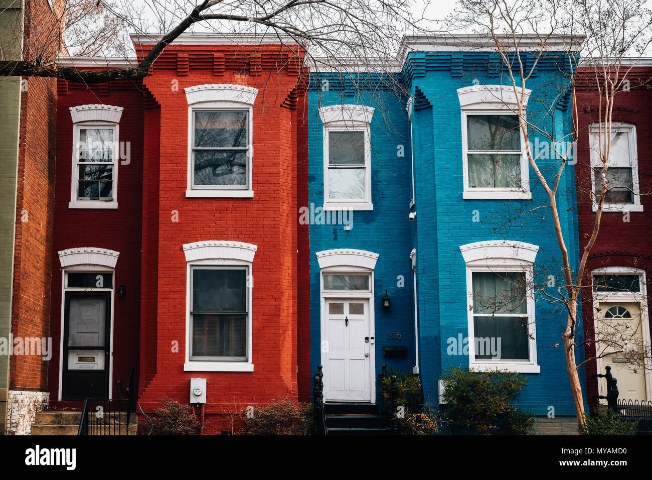 Colorful row houses in Capitol Hill, Washington, DC Stock Photo - Alamy