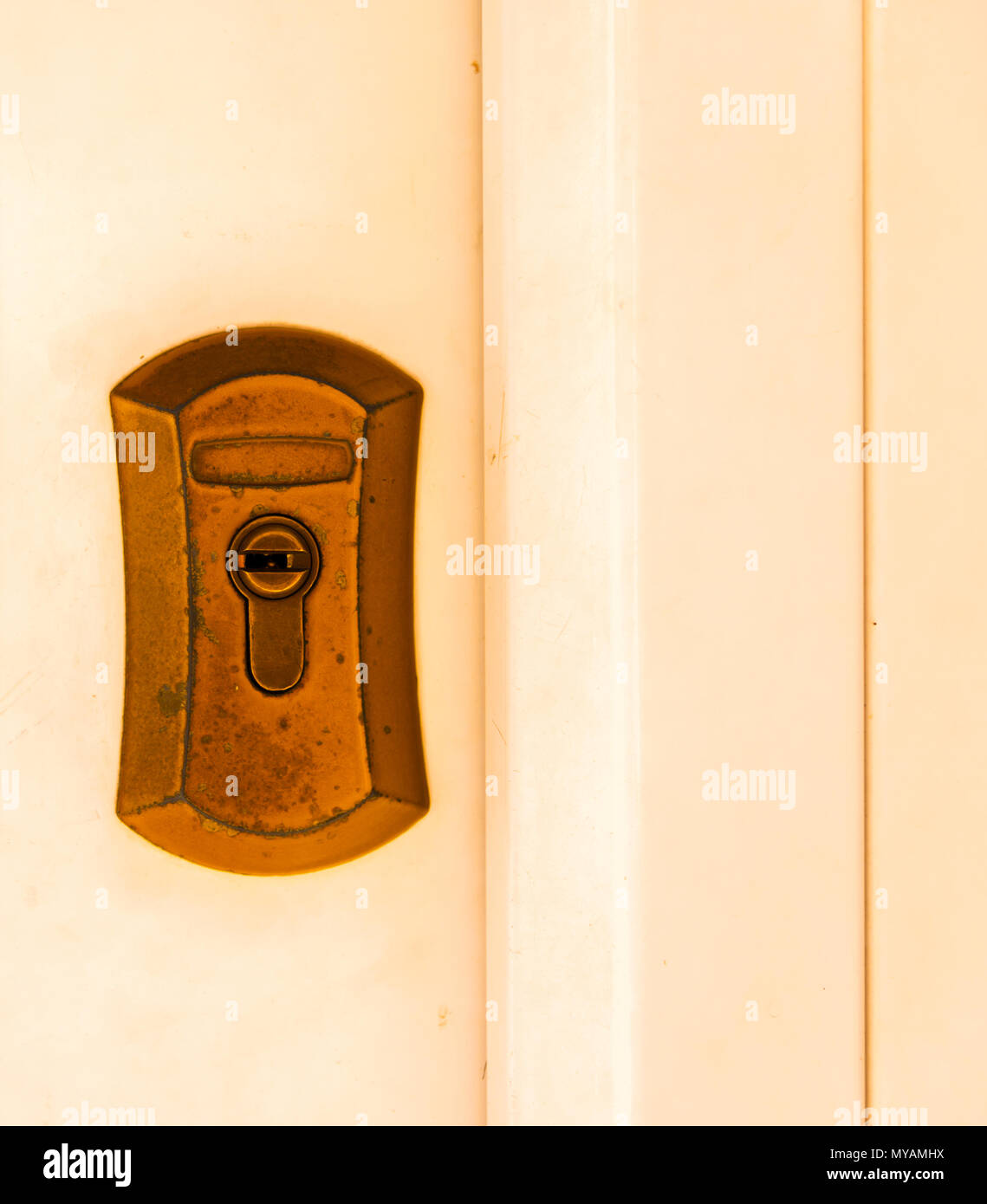 old door lock, aged metal door, home security, vintage Stock Photo - Alamy