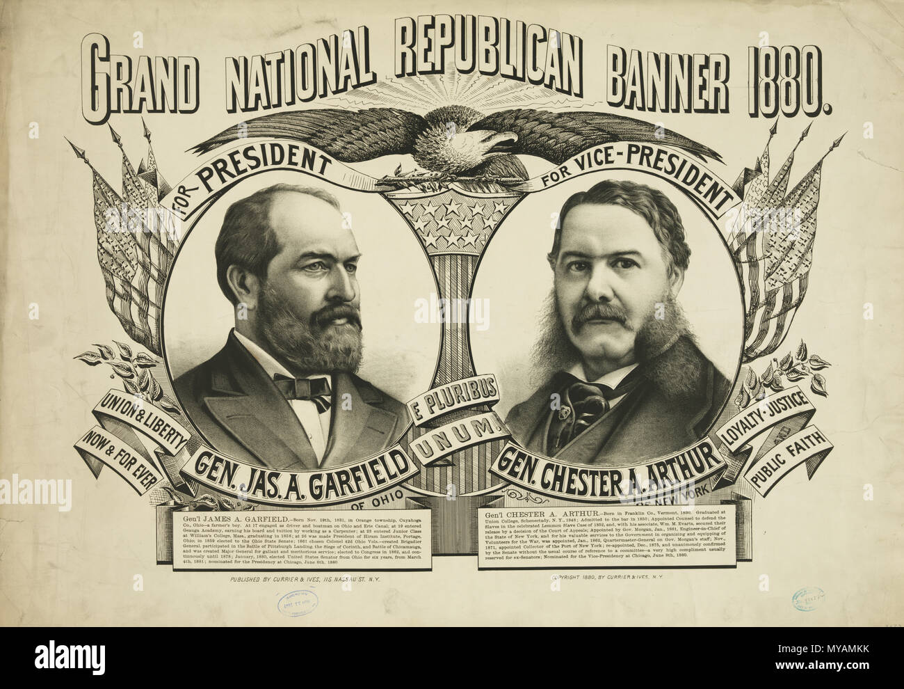 A political illustration 1880 - Garfield / Arthur Stock Photo - Alamy