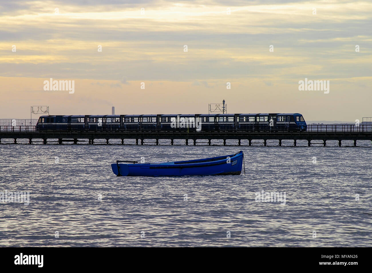 Very high tide in Thames Estuary almost up to deck level below Southend ...