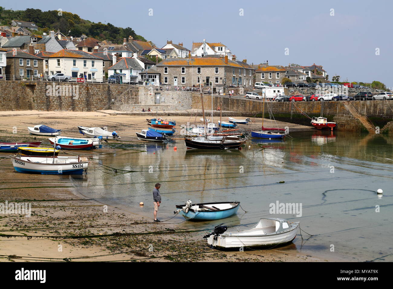 The harbour at low tide at Mousehole, Cornwall, UK Stock Photo - Alamy