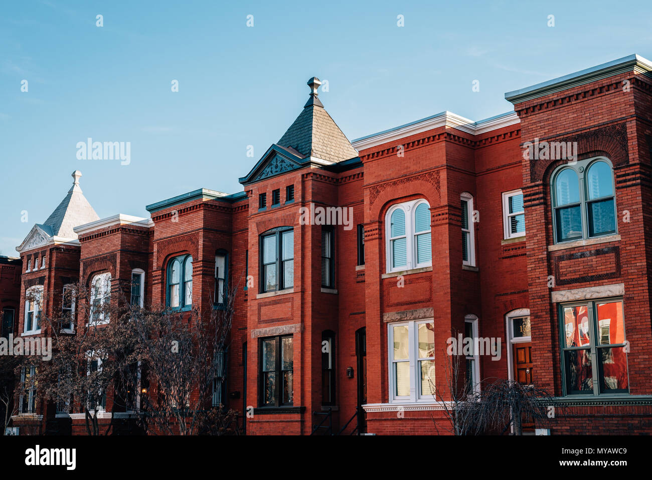 Red brick row houses near U Street in Washington, DC Stock Photo - Alamy