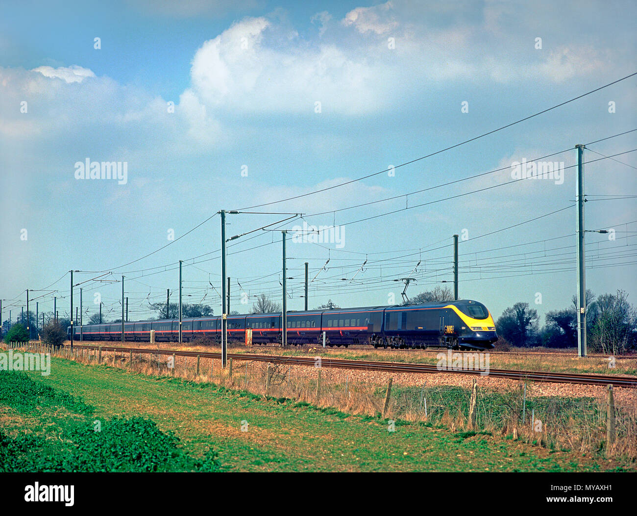 GNER class 373 regional Eurostar set 3303 and 3304 working an up ...