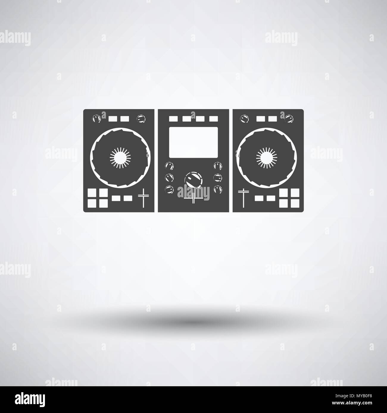 DJ icon on gray background, round shadow. Vector illustration Stock ...