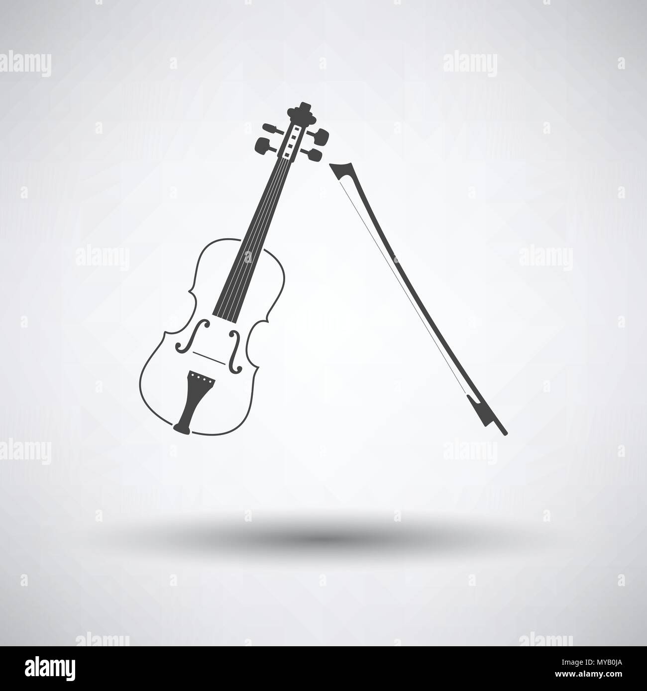 Violin icon on gray background, round shadow. Vector illustration Stock ...