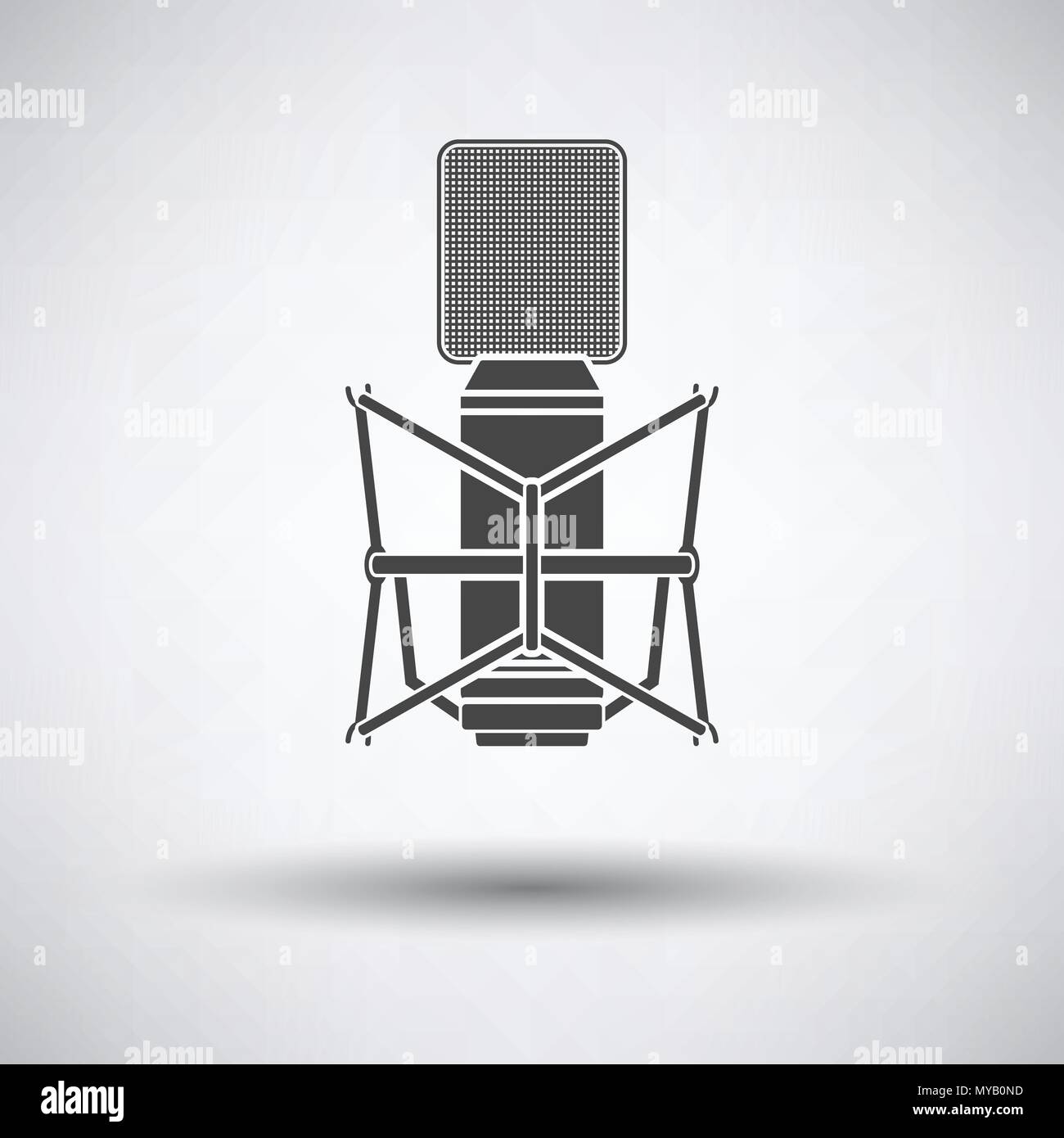 Old microphone icon on gray background, round shadow. Vector ...