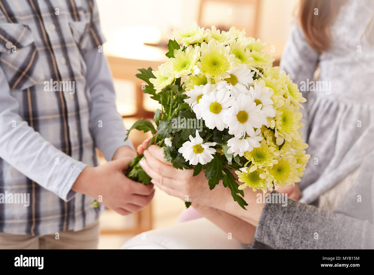 Grandmother grandchildren flowers hi-res stock photography and images ...