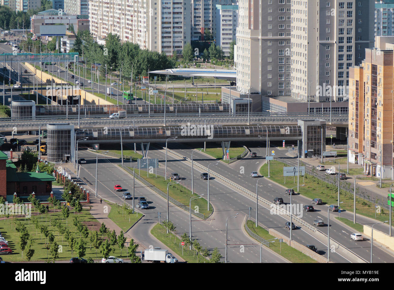 Two-level crossing of streets in city. Kazan, Russia Stock Photo - Alamy