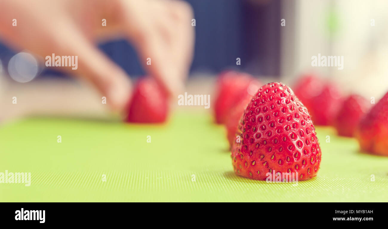 sliced strawberry vintage color tone Stock Photo - Alamy