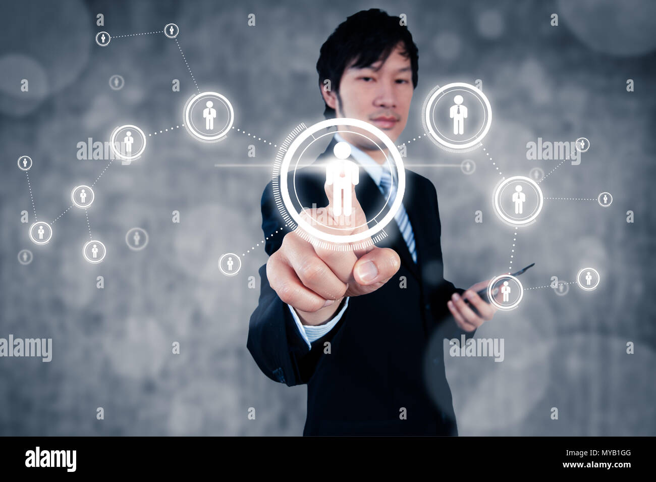 Business man working digital object human resource hi-res stock ...