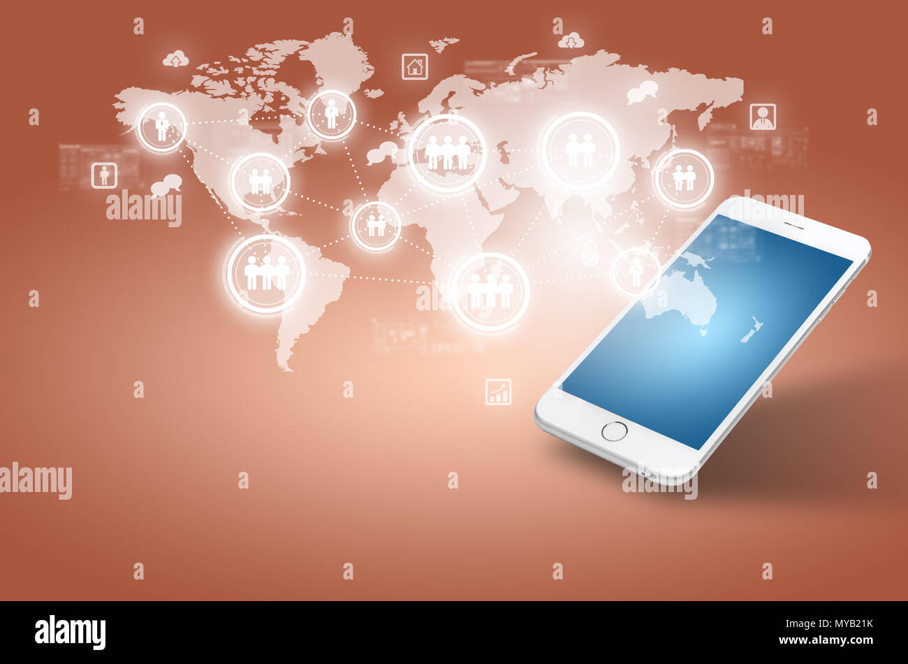 Globalization or Social network concept background with new generation ...