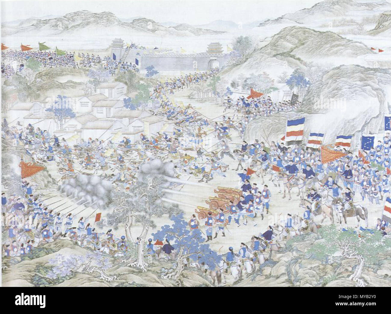 . A scene of the Taiping Rebellion, 1850-1864 . 19th century. Qingkuan ...