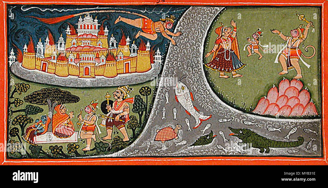 . English: Hanuman visits Lanka, meets Sita and sets Ravana's Citadel ...