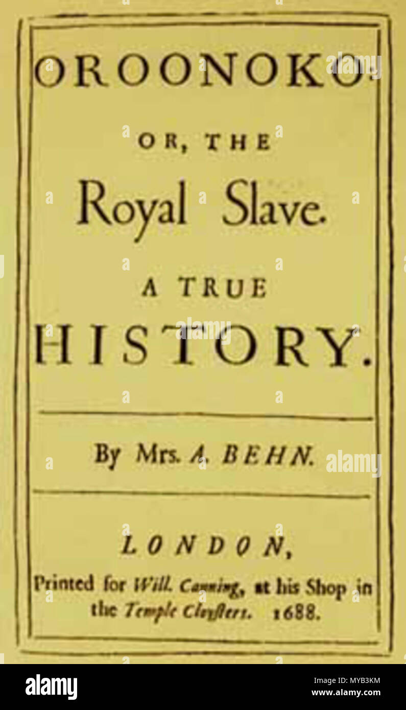 69 Behn Oroonoko title page.1688 Stock Photo - Alamy