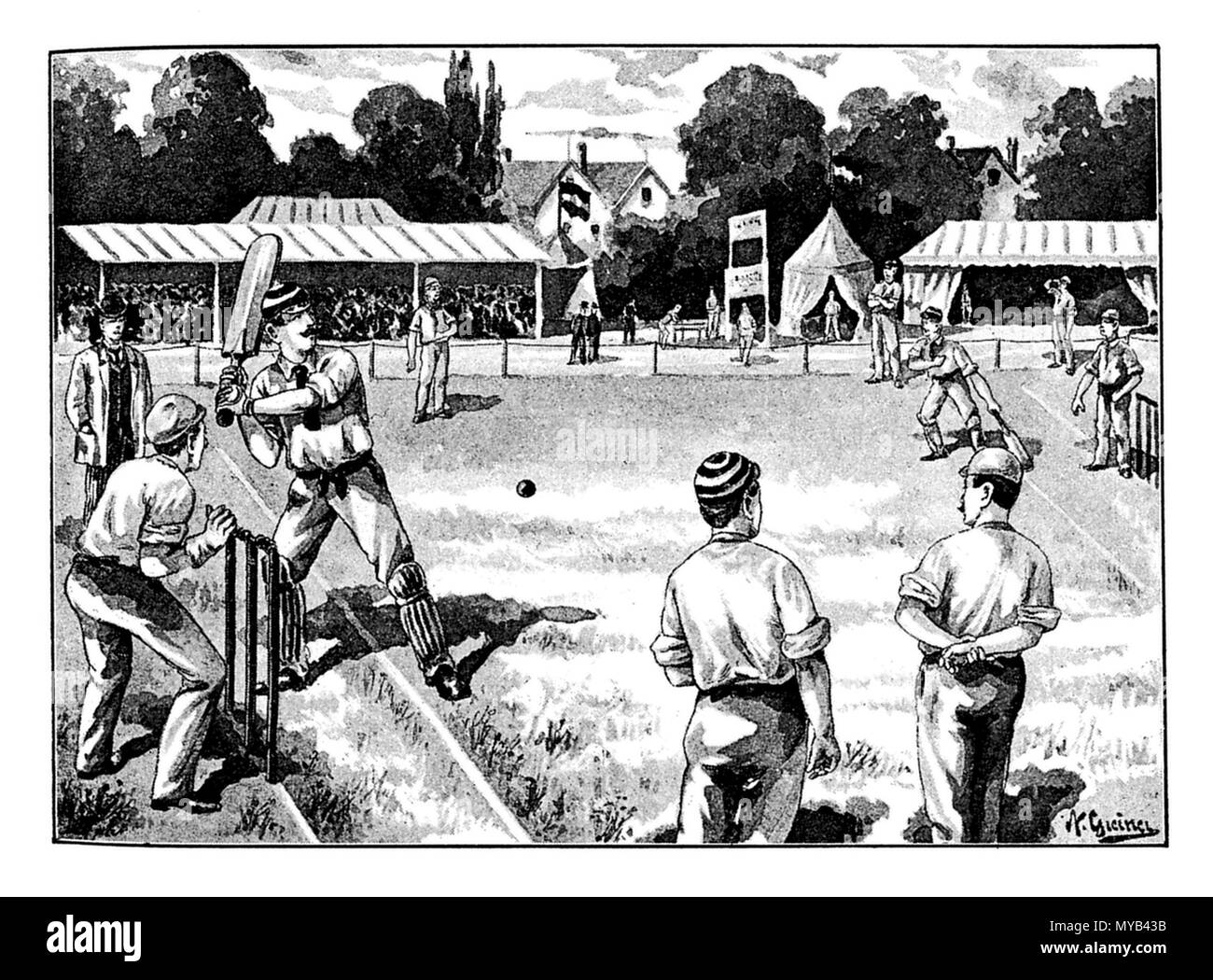 Cricket game drawing hi-res stock photography and images - Alamy