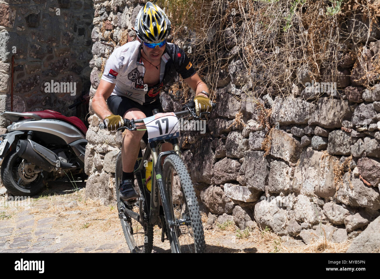 Greek cyclist competes in an international mountain bike race in the ...