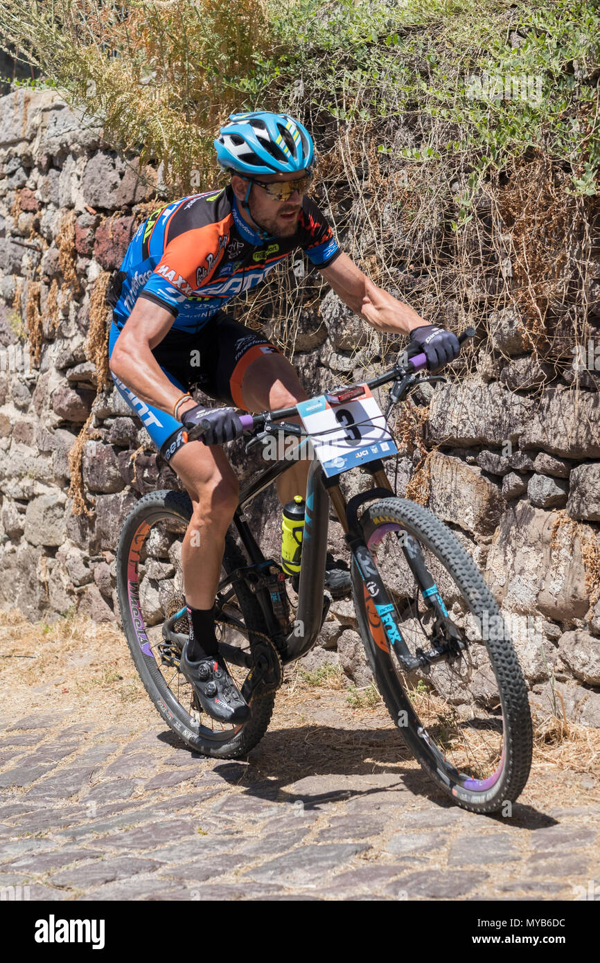 Greek cyclist competes in an international mountain bike race in the ...