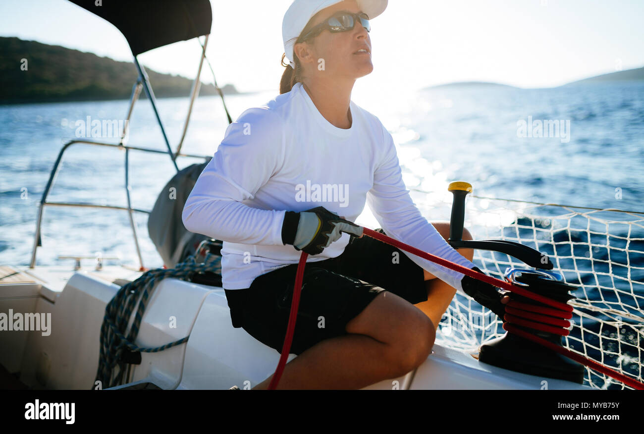 Woman motor boat hi-res stock photography and images - Alamy