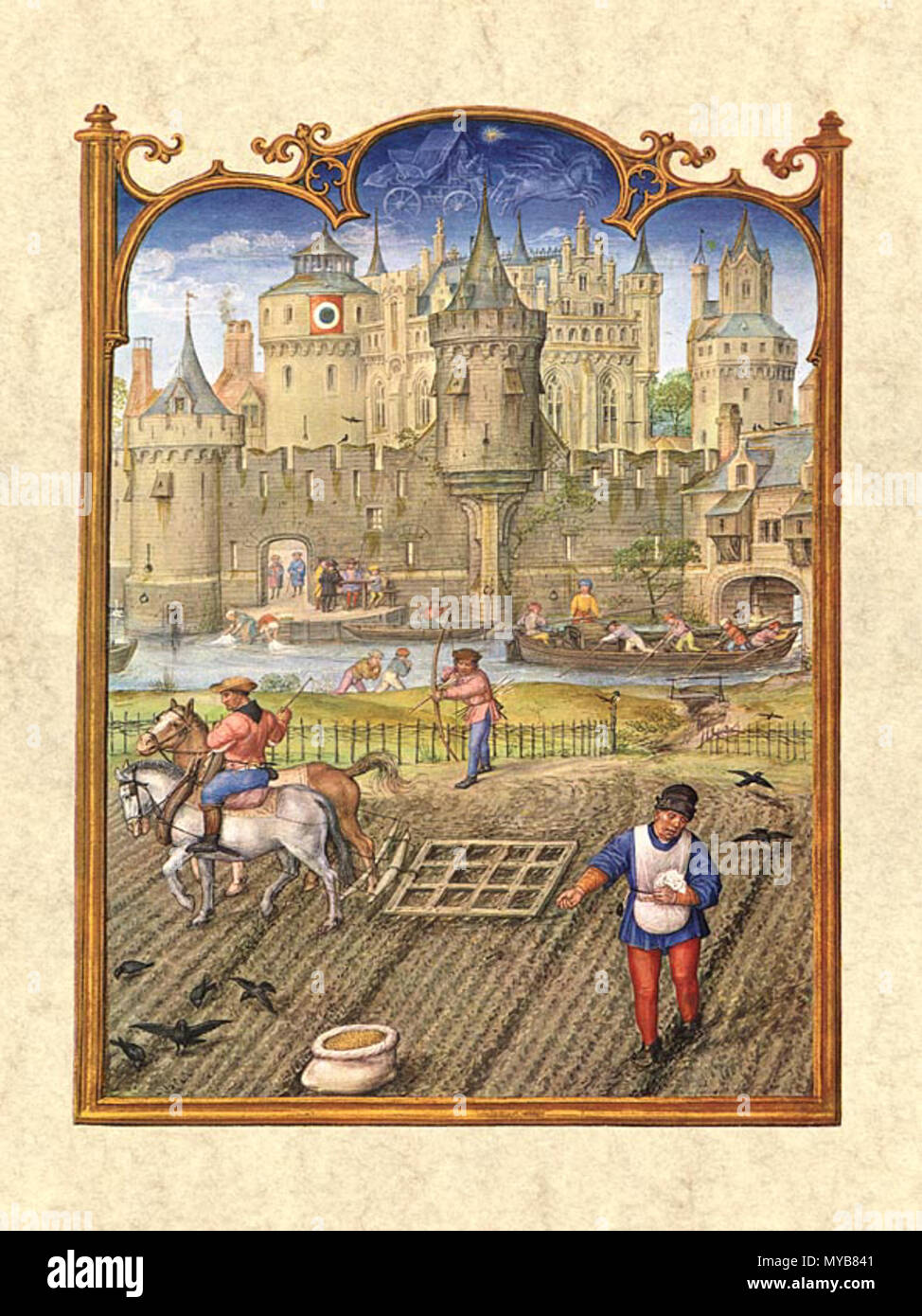 . Oktober, Brevarium Grimani, fol. 11v (Flemish) . circa 1510. Gerard ...