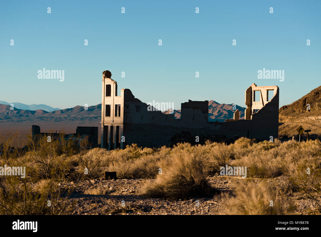 Ruins of the Cook Bank in the ghost town of Rhyolite, Nevada, North ...
