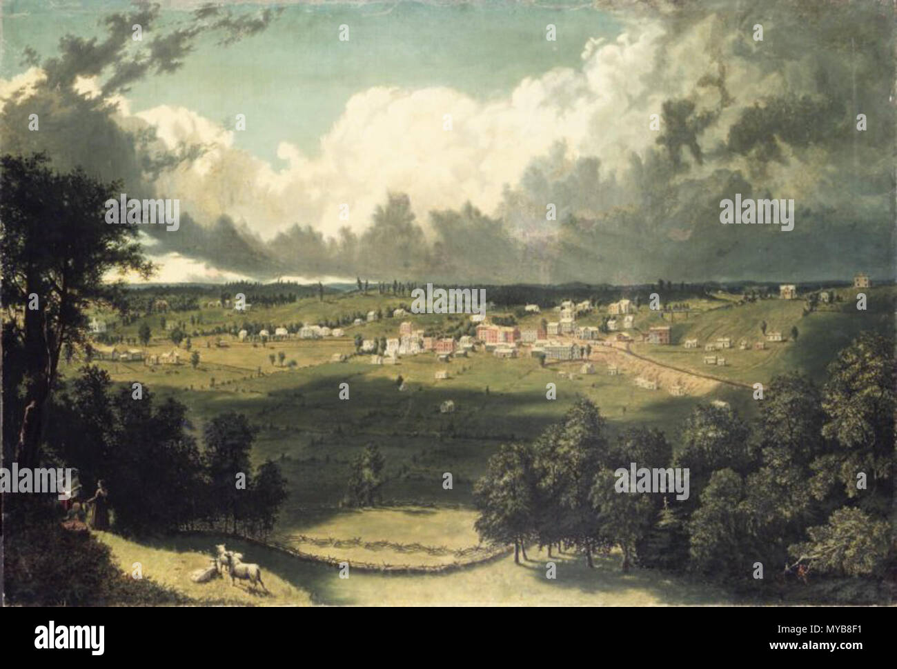 . Panoramic Landscape with a View of a Small Town . between 1840 and ...