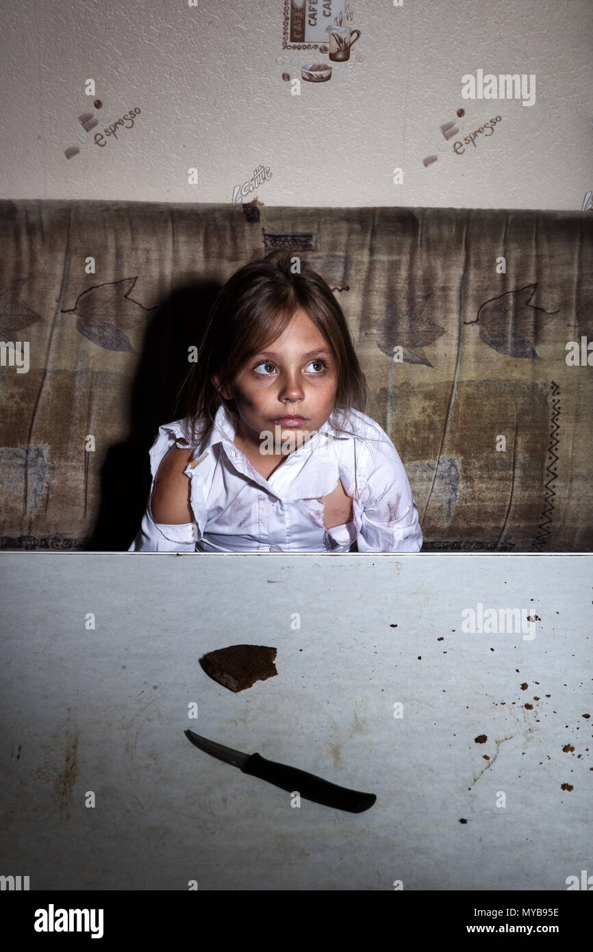 Child abuse. Poor child in slum begging you for help concept for ...