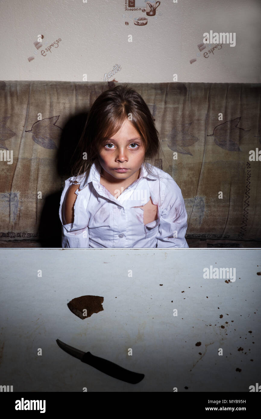 Child abuse. Poor child in slum begging you for help concept for ...